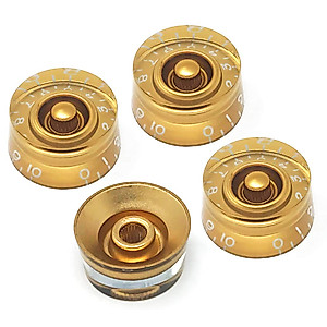 Vintage Forge Gold Speed Knobs Compatible with USA Les Paul SG Electric Guitar (Set of 4) Fits 24 Fine-Spline USA (Imperial) Split Shaft Pots Recessed RS24US-GLD4