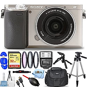 Sony Alpha a6400 Mirrorless Digital Camera with 16-50mm Lens - 12PC Accessory Bundle Includes: Extreme 32GB SD, Digital Slave Flash, Gadget Bag, 72" Tripod, Gripster and More