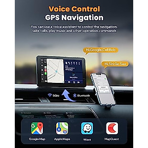 LAMTTO 7" HD Wireless Car Stereo with Apple Carplay & Backup Camera, Portable Touchscreen Android Auto Adapter with GPS Navigation System,Multimedia Player Video Receivers with Bluetooth,Airplay
