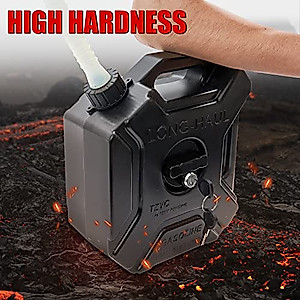 1.3 Gallon Portable Petrol Diesel Storage Gas Can 5L Gas Tank Fuel with lock & key Black Compatible With Motorcycle SUV ATV Most Cars Yacht