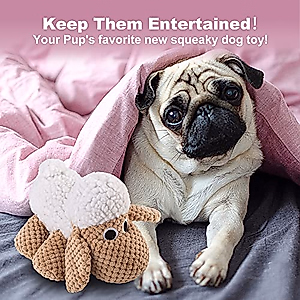 horrain Squeaky Plush Dog Toy, Durable Chewing Toys Stuffed Animals Toys with Cotton Material for Puppies, Small Medium Pets (Adorable Sheep Pattern)