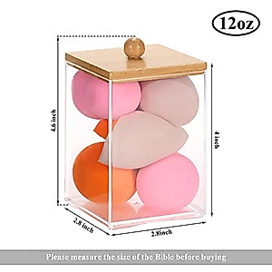Qtip Holder Dispenser, Apothecary Jars with Lids, Acrylic Cotton Ball Holder - Q Tip Holder Apothecary Jars Clear Container Dispenser for Cotton Swab, Cotton Round Pads, Floss (2Pack Square Jars)