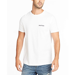 Nautica Men's Short Sleeve Crew Neck T-Shirt, Bright White Solid, Large