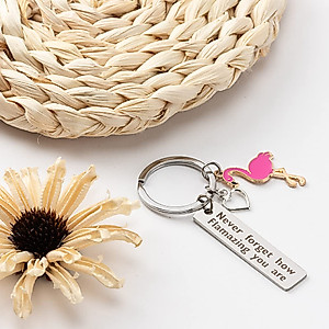 BOMEON Flamingo Gifts for Women, Flamingo Keychain Womens Keychain, Inspirational Gifts for Women, Motivational Gifts, Encouragement Gifts for Women, Get Well Soon Gifts, Cheer Up Gifts for Women