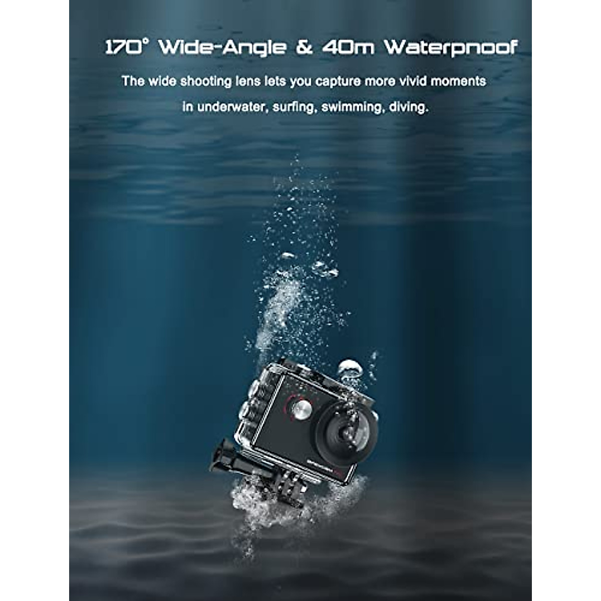 Apexcam 4K Action Camera EIS Stabilization 131FT Waterproof Underwater Camera WiFi Sport Camera Helmet Camera (Selfie Stick, Remote Control, 2 Batteries and Accessory Kit)