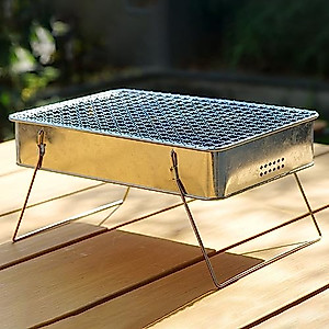 YOXIER Portable Barbecue Grill,Stainless Steel Grill,Camping Charcoal Grill,Stainless Steel Grill,Outdoor Stove Burner for Outdoor Barbecues,Gatherings,Picnics & Cooking Silver