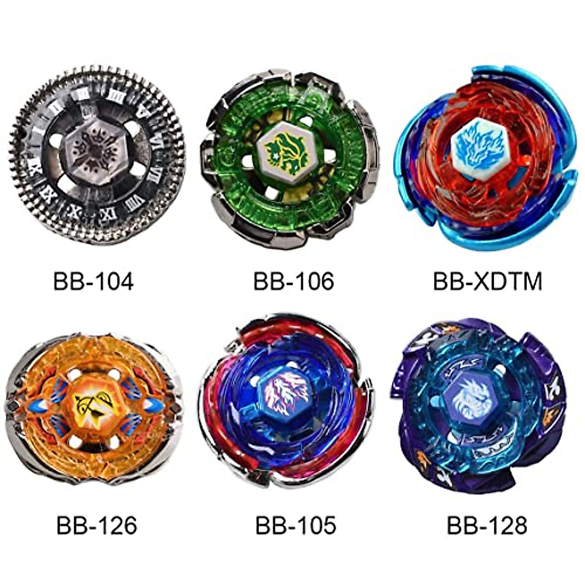 Gyros 6 Pack Bey Burst Battling Tops Metal Fusion Starter Set with Stickers Two Launchers