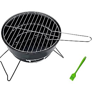BBQ Grill Outdoor Outdoor Indoor Barbecue Charcoal Grill Outdoor Folding Portable Mini Grill Charcoal Stainless Steel Net Grill Round Oven Small