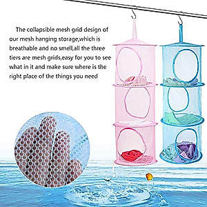 ko0 Hanging Closet Organizer - Foldable Closet Hanging, Space Saver - Sweater or Shoe Organizer, Baby Nursery Closet Organization and Storage, Pink-green