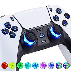 eXtremeRate Multi-Colors Luminated Dpad Thumbstick Share Home Face Buttons for PS5 Controller, Black Classical Symbols Buttons DTF V3 LED Kit for PS5 Controller - Controller NOT Included
