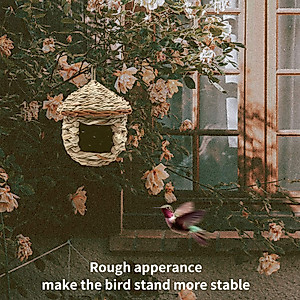 3 Pack Hummingbird House, Hand Woven Bird Nest for Outdoors Hanging, Small Grass Bird Houses for Outside, Natural Fiber Bird Hut Roosting Pocket for Finch Canary Chickadee