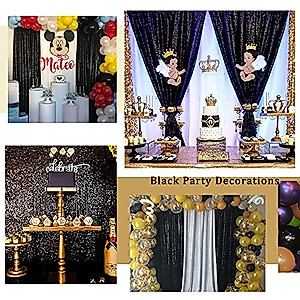 Black Sequin Curtain Backdrop Bling Fabric Backdrop Sparkly Photography Background Backdrop for Halloween Decorations