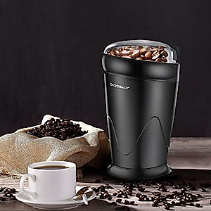 Coffee Grinder Electric, 60g/2oz Large Capacity, Aigostar Coffee Bean Grinder Spice Grinder with One Touch Operation, Cleaning Brush Included, Black