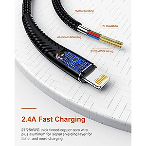 Extra Long iPhone Charger Cable 16ft/5M, Apple MFi Certified Lightning Cable 15ft, Fast Charging Nylon Braided Cord for Apple iPhone 13 Pro Max/13/12 Mini/11/X/XS/XR/8 Plus/7/6/5/iPad