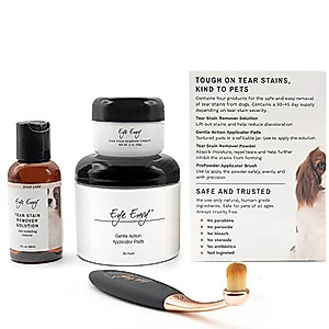 Eye Envy Dog Tear Stain Remover Starter Kit with ProPowder Brush | Stain Solution, Applicator Pads, Stain Powder and Small Applicator Brush | Lasts 30-45 days