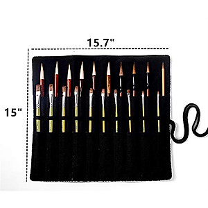 LaVenty Boho Roll Up Paint Brush Holder Painting Organization And Storage Artist Canvas Roll Pouch Bag Makeup Brushes Case Organizer Without Brushes