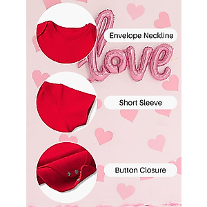 BesserBay Valentine's Day Baby Heart Bodysuit Infant Mommy Is My Valentine Red 100% Cotton Onesie 3-6 Months