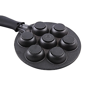 Upstreet Cast Iron Aebleskiver Pan/Ebelskiver Pan/Ideal for Mini Pancake Mold, Cake Pop Pan, and Takoyaki Maker for Danish Stuffed (Black)