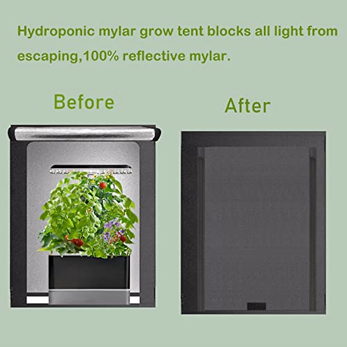 Reetsing Small Grow Tent for Aerogarden,Hydroponics Growing System Indoor Grow Tent,18.9"x13.7"x20.8"High Reflective Mylar for Hydroponics Indoor Plant