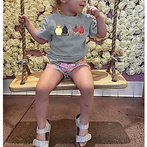 VILOVE Chicken Farmer Toddler T-Shirt Cute Chicken Farm Cotton Boy Girl Clothes (Gray, 1-2T/Tag90)