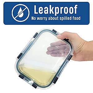 LYTIO Glass Food Containers Storage Organizers for Kitchen Pantry | BPA Free | Leak Proof | Odor Proof | Stain Resistant | 12 Sets | Freezer and Oven Safe(Gray)