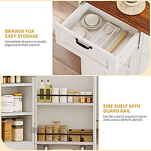 DWVO Trash Can Cabinet with Drawers, Pull Out Trash Can, Hidden Trash Can Cabinet, Garbage Bin Cabinet, Kitchen Island with Trash Can Storage, Ultimate Storage Solutions, White Oak