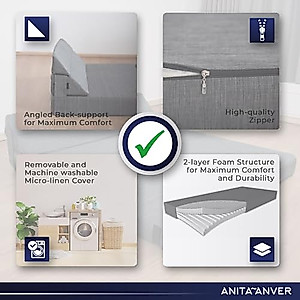 Anita Anver 60" Fold Out Couch Bed, Sleeper Chair Futon, Washable Linen Cover, Comfort Optimized Back-Support Design (Queen, Dark Grey)