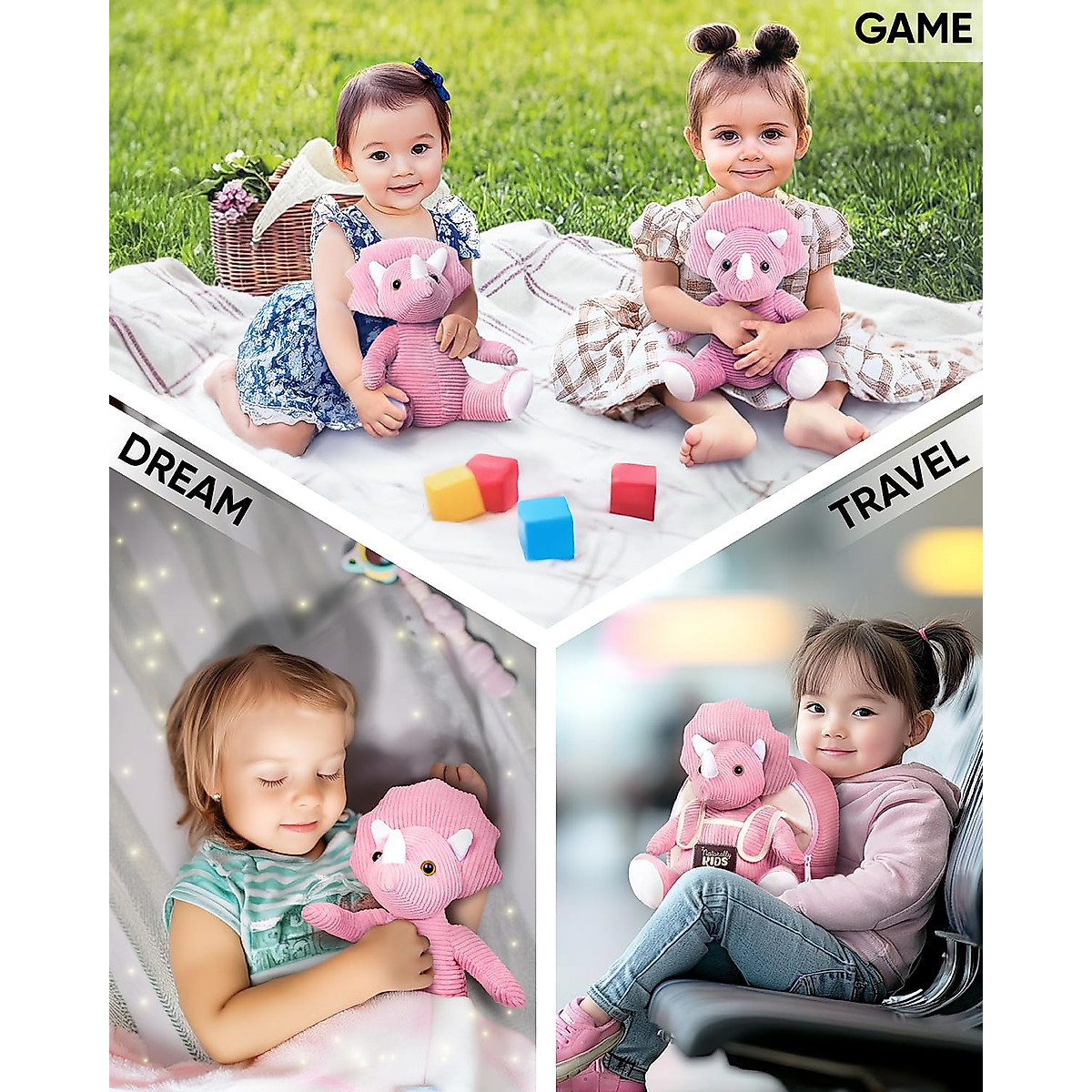 Naturally KIDS Small Dinosaur Backpack Dinosaur Toys for Kids 3-5 - Dinosaur Toys for 3 4