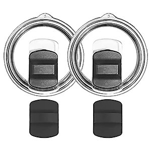 2 Pack 20 oz Magnetic Tumbler Lid with 2 Replacement Magnetic Slider for YETI Rambler, Ozark Trail Spill Proof Tumbler Cover