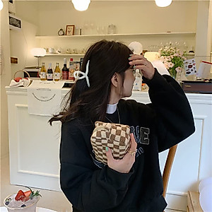 LETGO Preppy Makeup Bag Cosmetic Bag for Women,Small Makeup Bags for Purse Zipper Preppy Pencil Case Pouch for Women Preppy Stuff Shool Supplies(Coffee Brown)