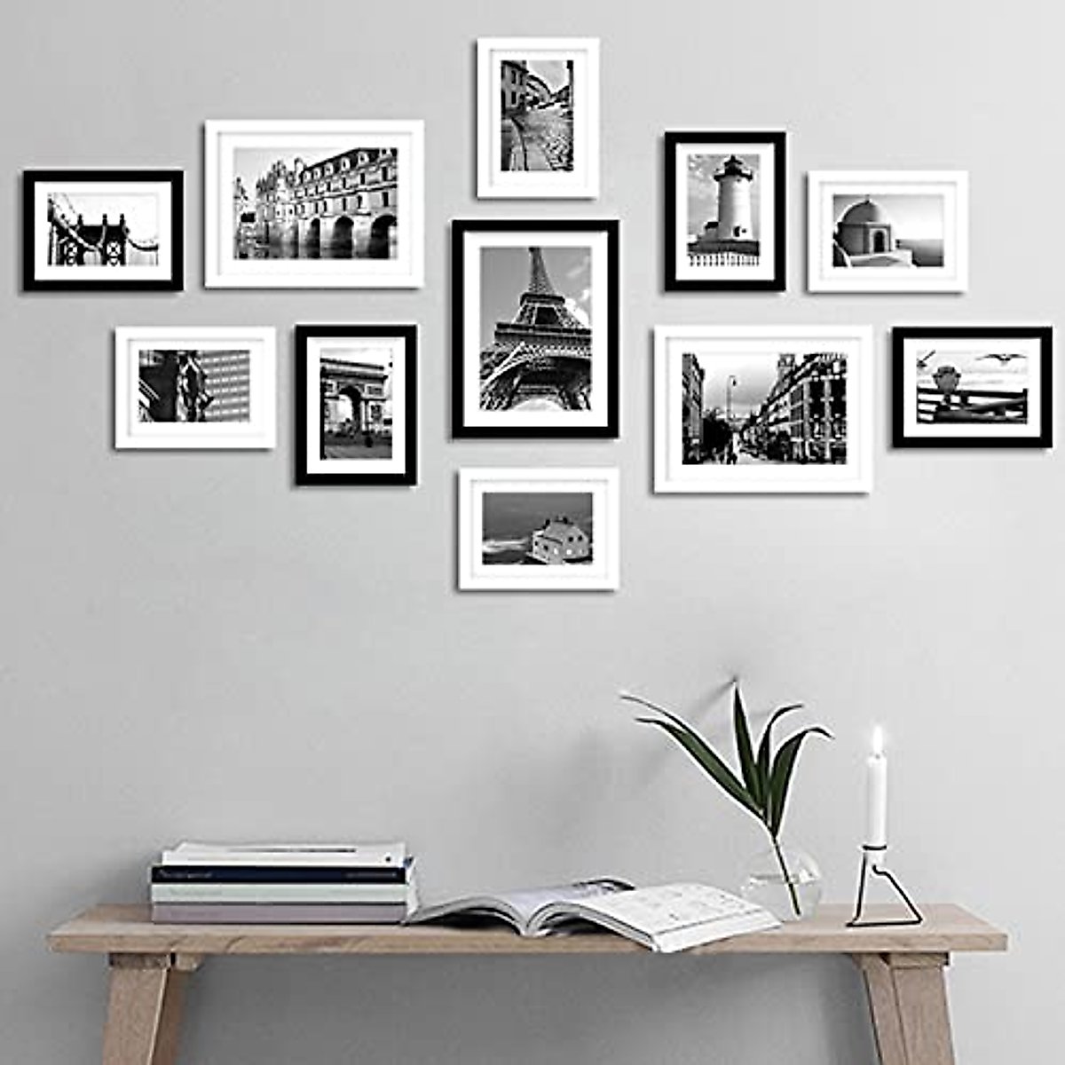 PEALSN 8x10 Picture Frame Set of 2, Made of High Definition Real Glass, Display 5x7 with Mat or 8x10 Without Mat, Photo Frames for Wall Mounting or Table Top Display, Black
