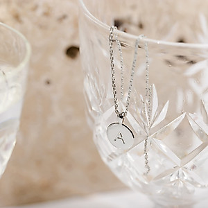 PAVOI 14K White Gold Plated Letter Necklace for Women | Gold Initial Necklace | Letter A