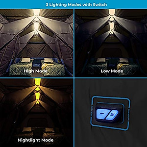 CORE 12 Person Instant Cabin Tent with LED Lights | Large 3 Room Family Lighted Pop Up Tent for 2 Minute Camp Setup | Included Storage Pockets for Camping Accessories