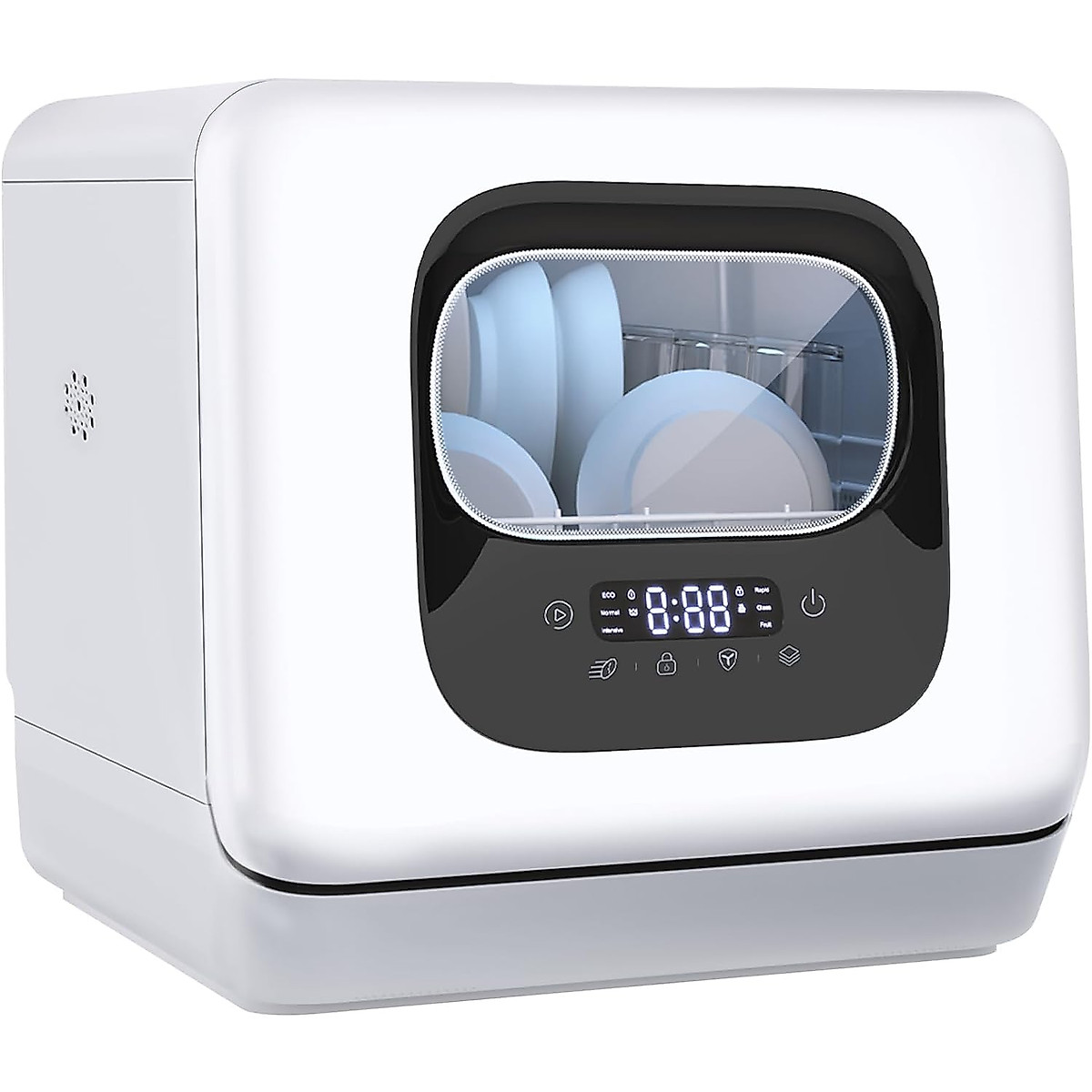 AGLUCKY Countertop Dishwasher, Portable Dishwashers with 6 Programs, 24H Timing, Air-Drying, 360° Deep Cleaning, Mini Dishwashers for Apartments, Dorms & Kitchenettes