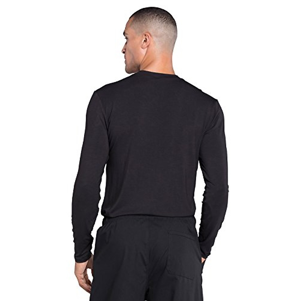 Work Wear Professionals Long Sleeve Men's Underscrub T-Shirt - with Crew Neck WW700, L, Black
