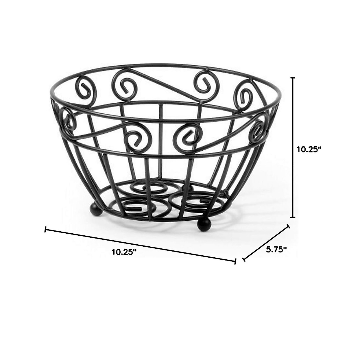 Spectrum Diversified Scroll Fruit Bowl, Large, Black