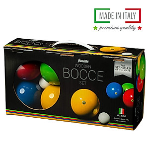 Franklin Sports 90mm Bocce Ball Set — 8 Wooden Bocce Balls and 1 Pallino — Beach, Backyard Lawn or Outdoor Party Game - Made in Italy