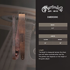 Martin C.F 18A0065 2 1/8" Leather Guitar Strap, Brown