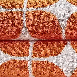 Lita Cotton Bathroom Towels , Jacquard Highly Absorbent Bath Towel Set , 6-Piece Include 2 Bath Towels & 4 Hand Towels , Orange Grey