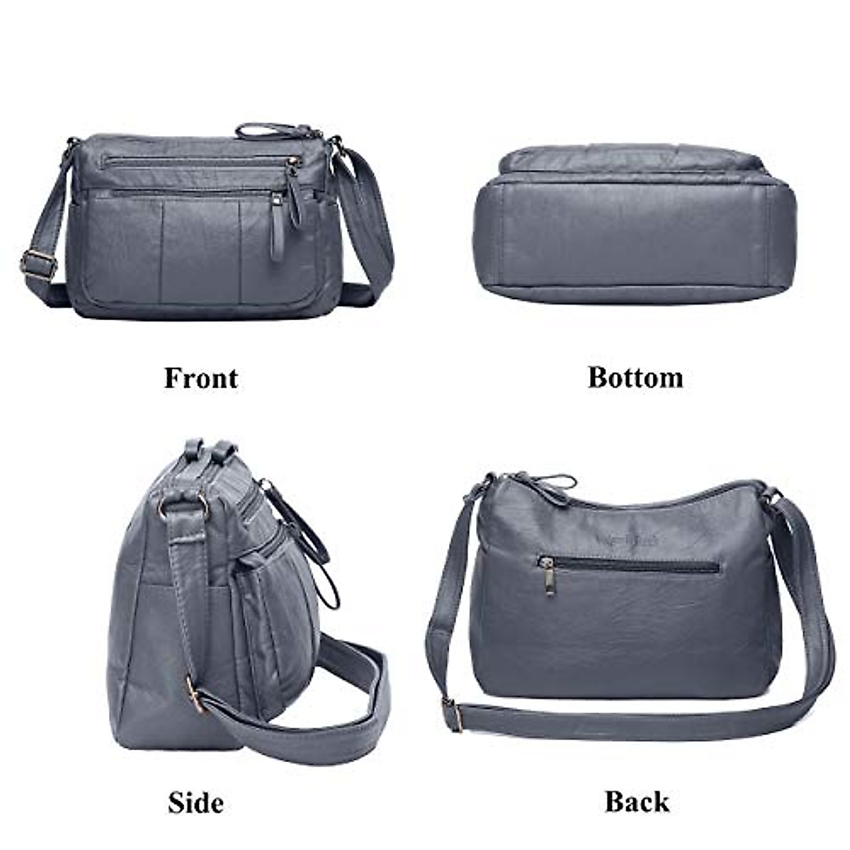 VOLGANIK ROCK Women Crossbody Bag Pocketbooks Soft PU Leather Purses and Handbags Multi Pocket Shoulder Bag Messenger Bag