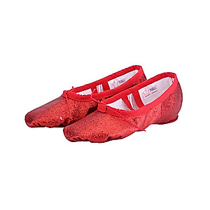 1 Pair Canvas Dance Shoes Shiny Yoga Shoe Full Sole Yoga Shoes Girl Ballet Flats Shoes Kids Glitter Gym Shoes Yoga Flats Sneaker Slippers Dancing Shoes Soles Toddler Foldable Red