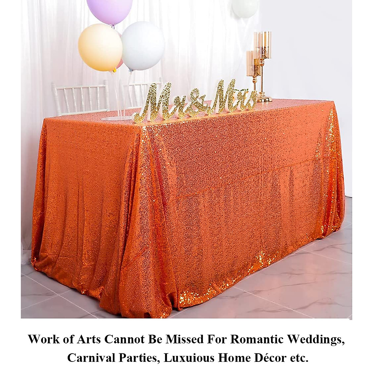 Partisout Orange Tablecloth Square 50x50 Sequin Tablecloths for Rectangle Tables Christmas Tablecloth Halloween Table Overlay Sparkle Table Cloths for Parties(50x50'', Orange)