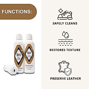 Venetian Leather Care Kit - Cleaner, Conditioner, Cloth - 8oz Bottles - Safe for Furniture, Car Seats, Shoes, Bags - Non-Toxic, Made in USA