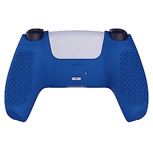 eXtremeRate PlayVital Blue 3D Studded Edition Anti-Slip Silicone Cover Skin for ps5 Controller, Soft Rubber Case Protector for ps5 Wireless Controller with 6 Black Thumb Grip Caps