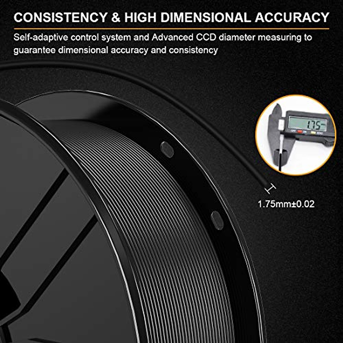 NOVAMAKER PLA 3D Printer Filament, Black PLA Filament 1.75m, PLA 1kg Spool(2.2lbs), Dimensional Accuracy +/- 0.03mm