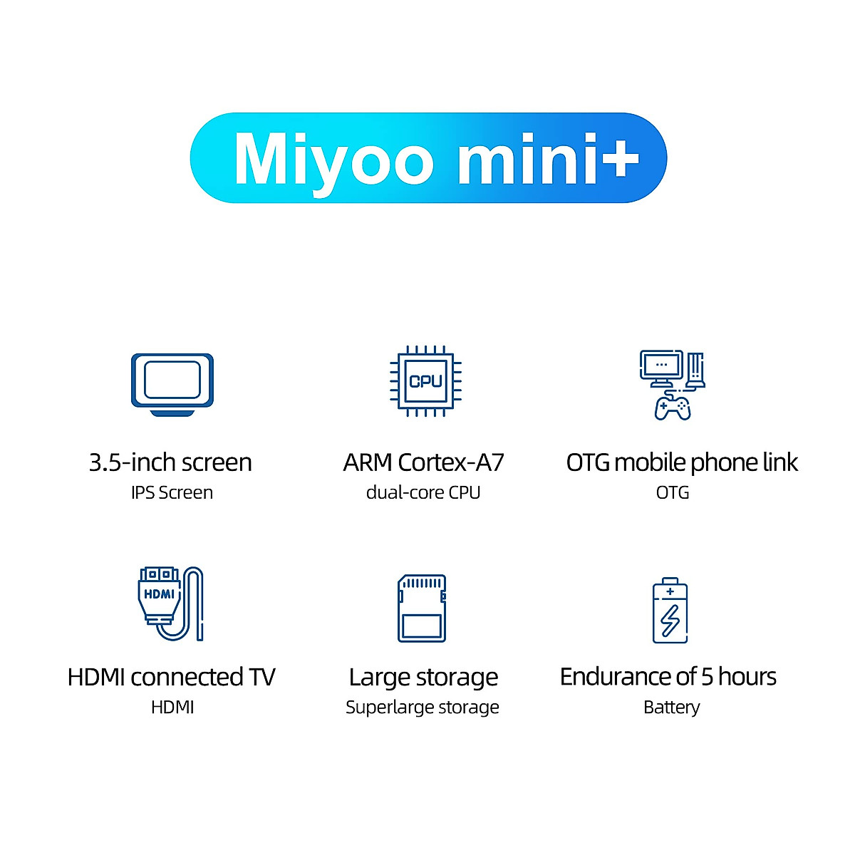 Miyoo Mini Plus, Retro Handheld Game Console 3.5-inch IPS Full Screen / 10,000+ Games / WiFi Support / 64 GB TF Card / 3000mAh Battery Life 7+ Hours (White)