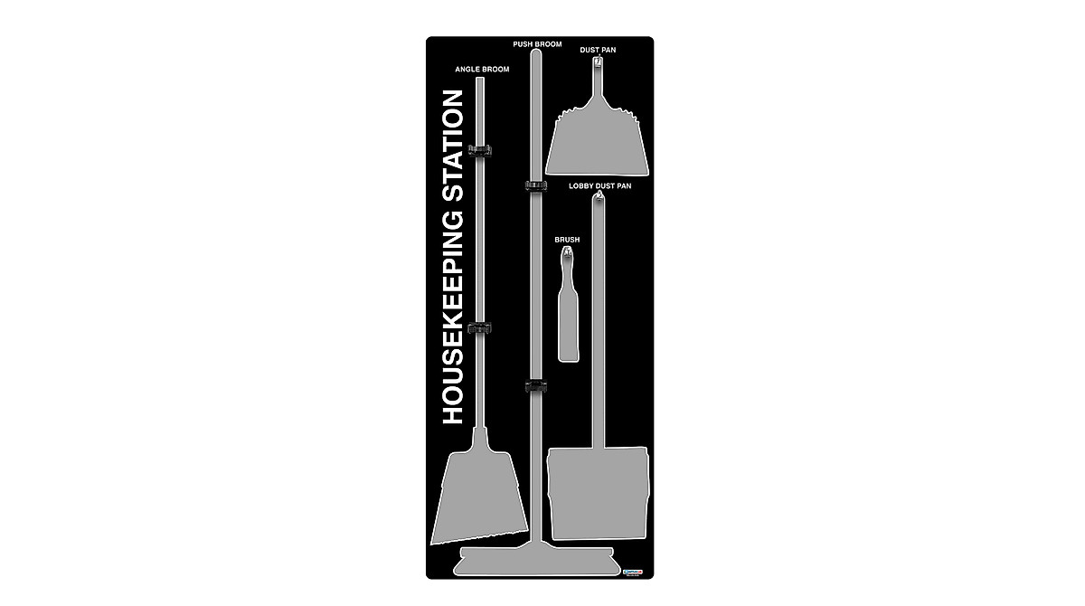 5S Housekeeping Shadow Board Broom Station Black/Gray Kit