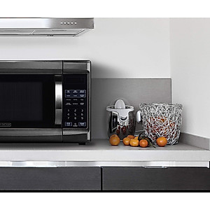 Black+Decker 1000 Watt Stainless Steel Small Microwave Countertop Oven with 6 Cooking Modes, Digital Touch Controls, and Display, Black