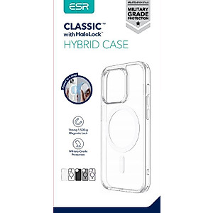 ESR for iPhone 14 Pro Case, Compatible with MagSafe, Shockproof Military-Grade Protection, Yellowing Resistant, Magnetic Phone Case for iPhone 14 Pro, Classic Hybrid Case (HaloLock), Clear