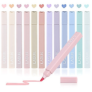 LABUK 12pcs Highlighters Aesthetic Pastel Cute Highlighter, Bible Highlighters and Pens No Bleed, with Assorted Colors, Dry Fast Easy to Hold for Journal Bible Planner Notes School Office Supplies